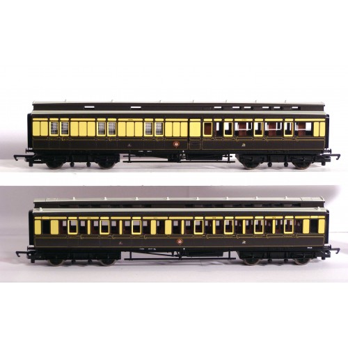 HORNBY RAKE of TWO GREAT WESTERN RAILWAY CLERESTORY COACHES R2980 ...